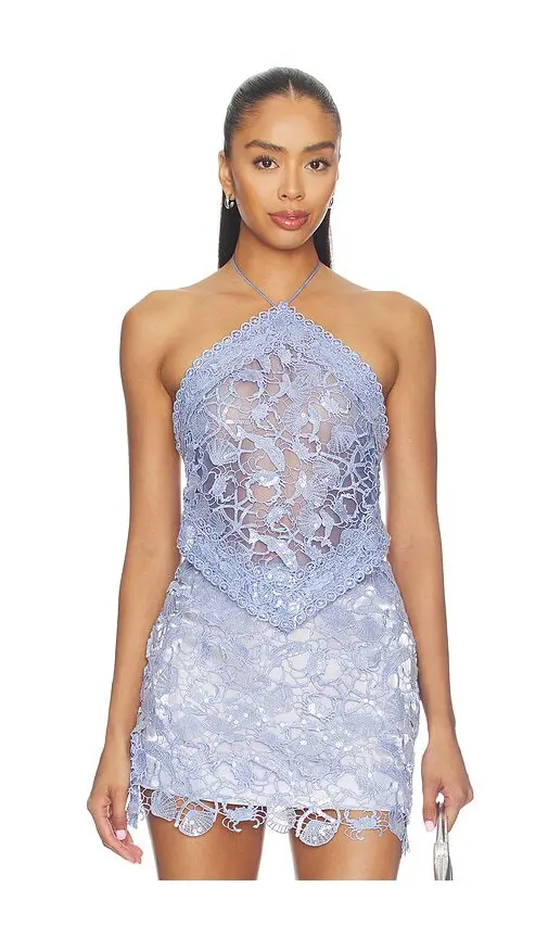 Retrofete Eaves Sequin Top In . Also - Blue