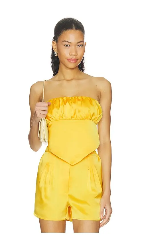 Susana Monaco Satin Scarf Tube Top In . Also - Yellow