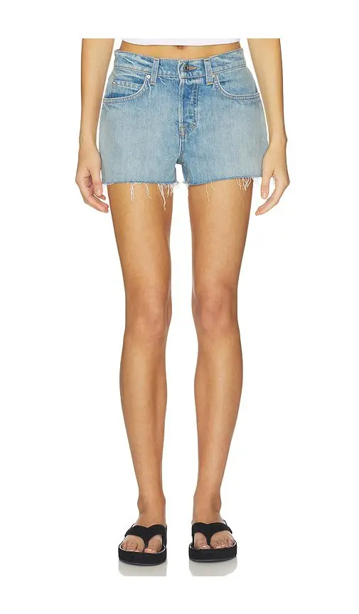 GRLFRND Ava Mid Rise Relaxed Short In . Also - Blue