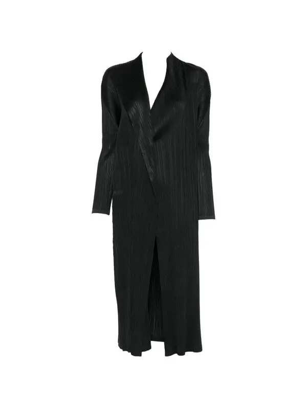 Issey Miyake Pleated Long Coat - Black