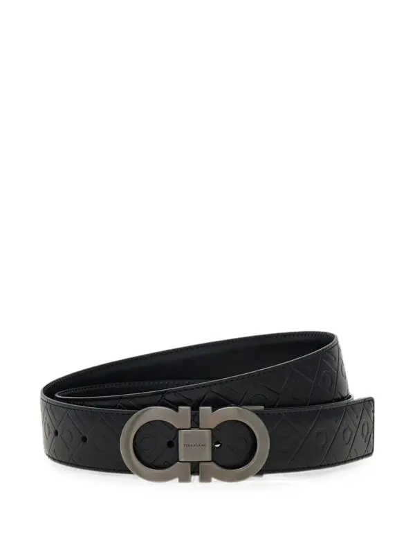 FERRAGAMO Gancini Leather Belt - Black