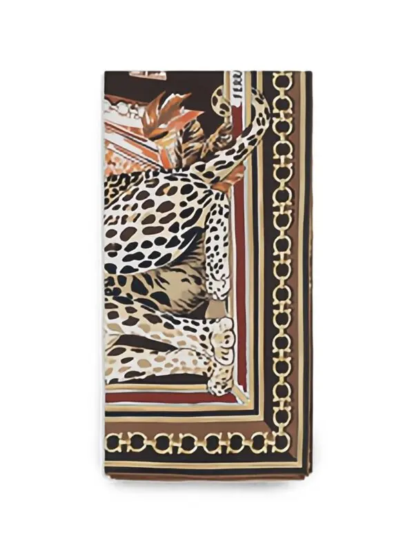 FERRAGAMO Printed Silk Foulard - Brown