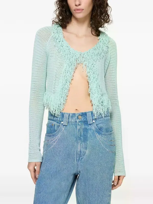 Paris Georgia Fringed Fishnet Cardigan
