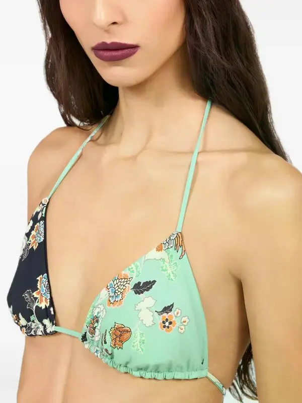 Roberto Cavalli Floral-print Triangle Bikini Top
