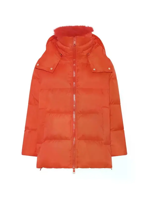 YVES SALOMON A-line Hooded Jacket - Red