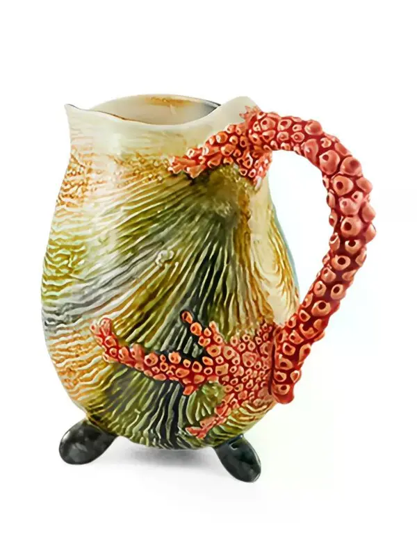 BORDALLO PINHEIRO Coral-handle Glazed Pitcher