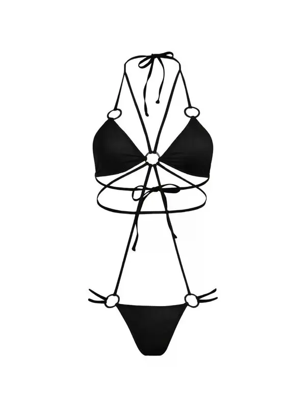 AMIR SLAMA Ring-detail Halterneck Swimsuit - Black