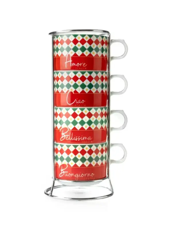 BIALETTI Tricolore Check-print Cups - Red