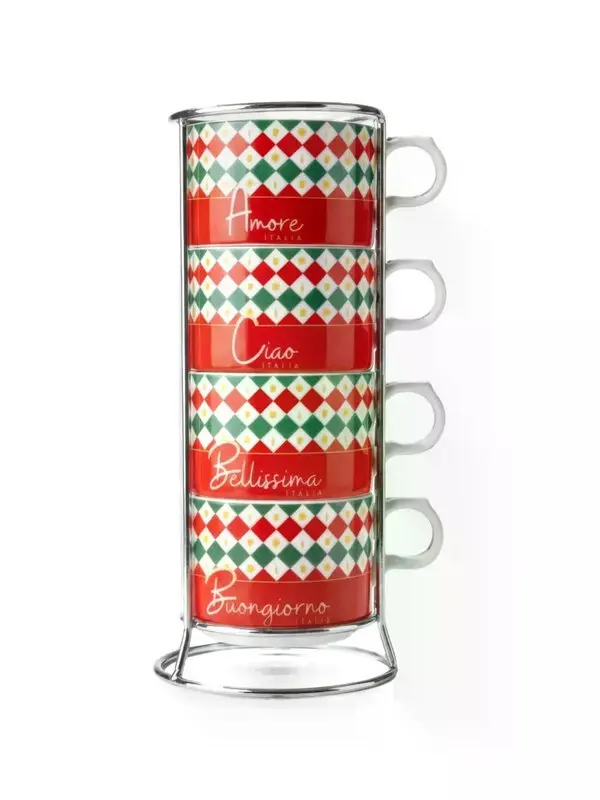 BIALETTI Tricolore Check-print Cups - Red