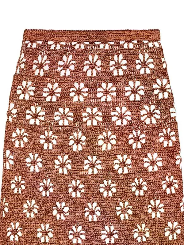 Calle Del Mar Floral Crochet Midi Skirt