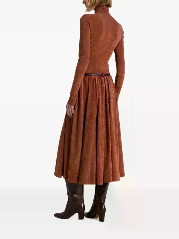 Alberta Ferretti Textured Pleated Midi Skirt