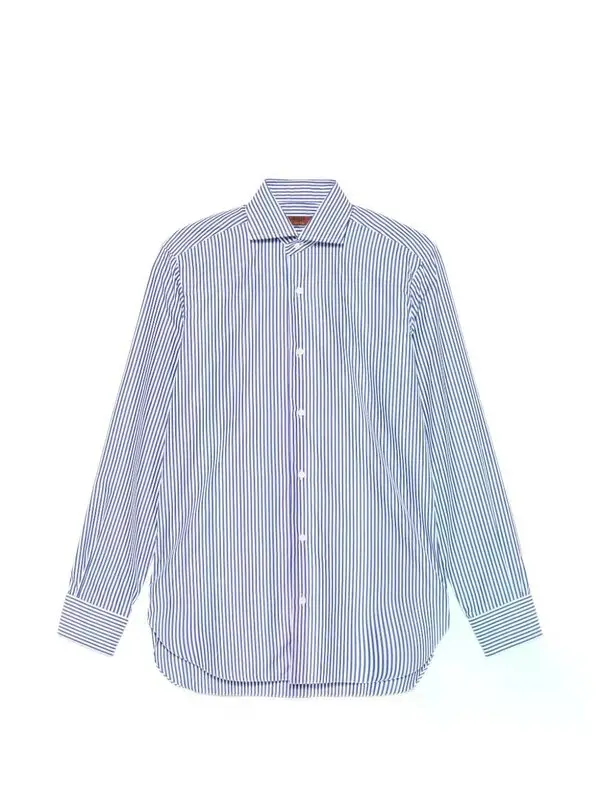 BARBA NAPOLI Striped-print Long-sleeve Shirt - Blue