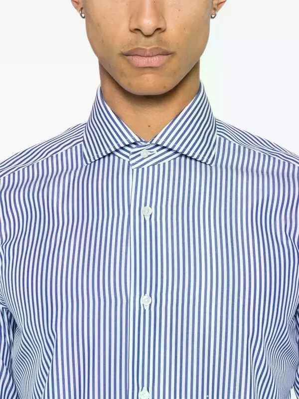 BARBA NAPOLI Striped-print Long-sleeve Shirt