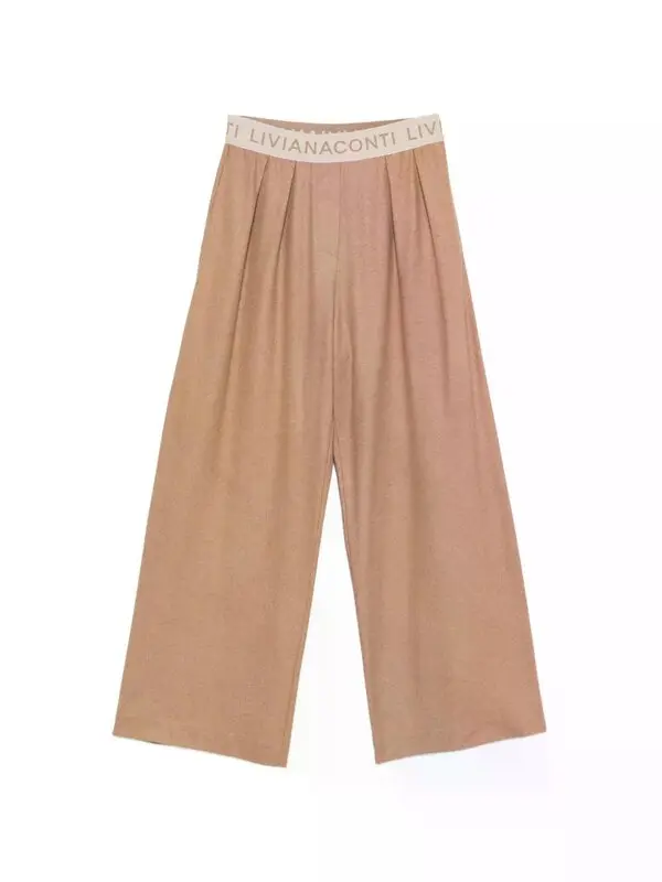 Liviana Conti Logo-waistband Trousers - Neutrals