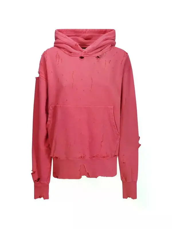 KURO More Damage Distressed Washed Hoodie - Red