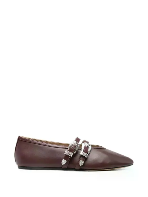 Le Monde Beryl Claudia Buckled Leather Ballet Flats - Red