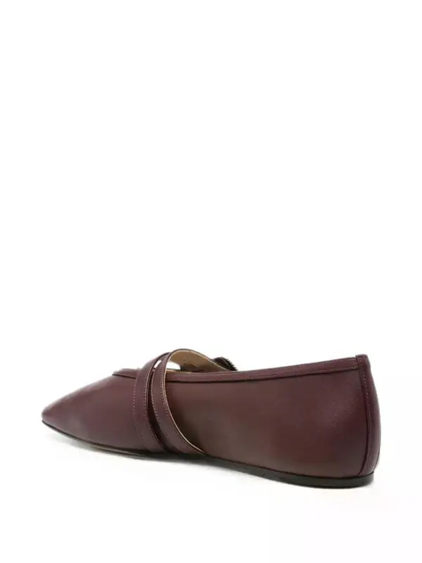 Le Monde Beryl Claudia Buckled Leather Ballet Flats - Red