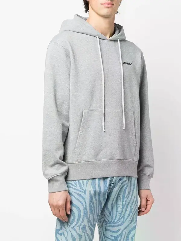 Off-White Organic Cotton Logo Embroidered Hoodie