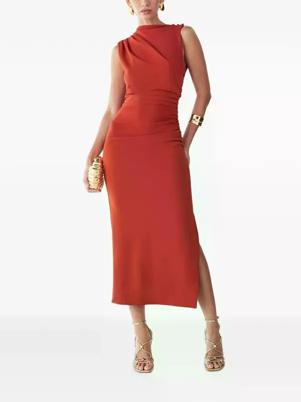 BWLDR Draped Side-slit Midi Dress