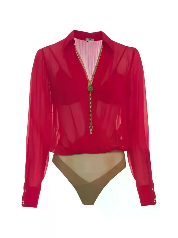 Elisabetta Franchi Chain-link Padlock-detail Bodysuit - Red