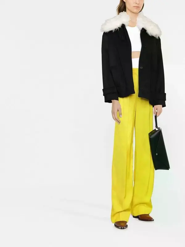 Stella McCartney Faux-fur Collar Wool Coat - Black
