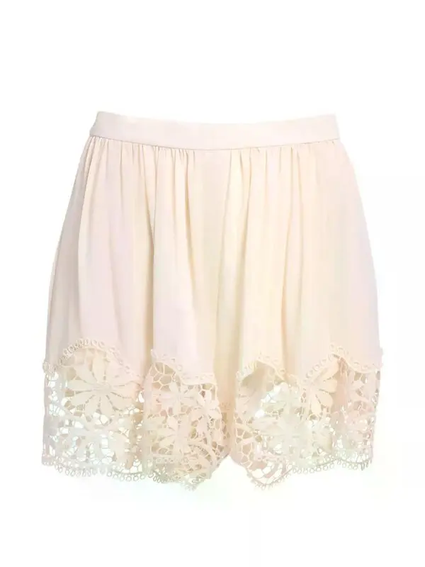 Elie Saab Macramé Silk Shorts - Neutrals