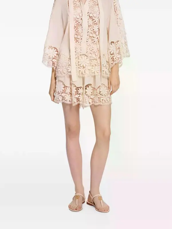 Elie Saab Macramé Silk Shorts