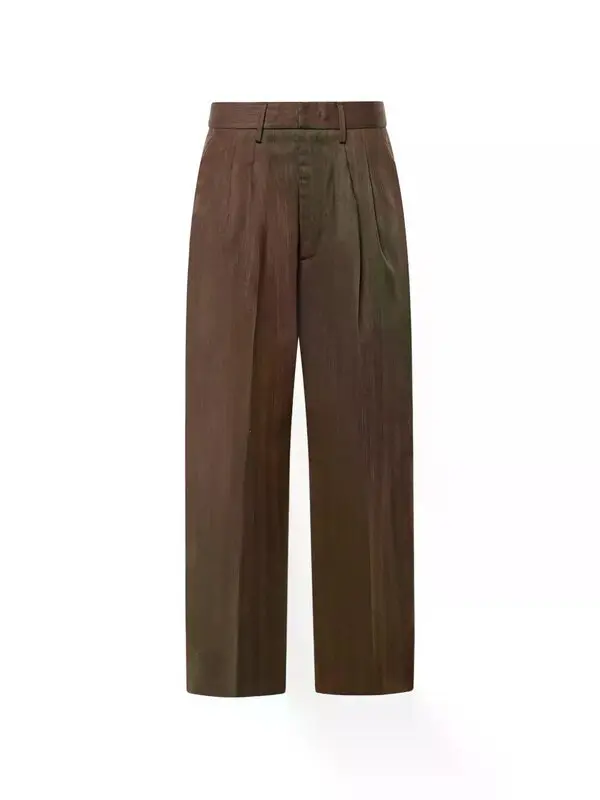 DONDUP Herringbone Pleated Trousers - Brown