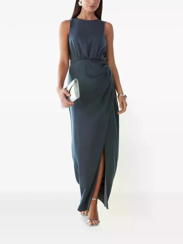 ST MRLO Gathered Wrap-style Maxi Dress - Blue