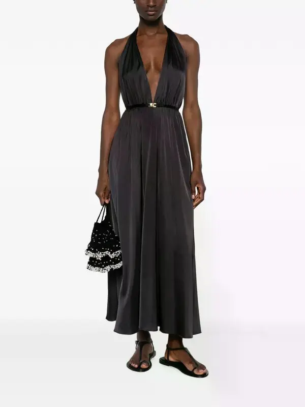 Maje Halterneck Belted Midi Dress