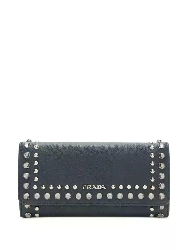 Prada Saffiano Studded Wallet