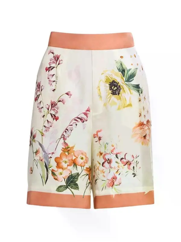 Elie Saab Floral-print Silk Shorts