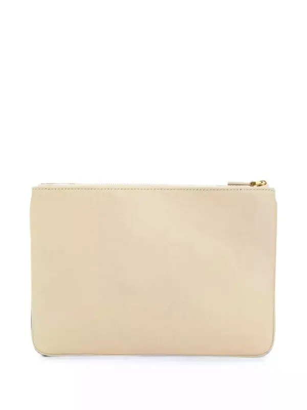 Valentino Garavani Vlogo Leather Small Clutch Bag - Neutrals