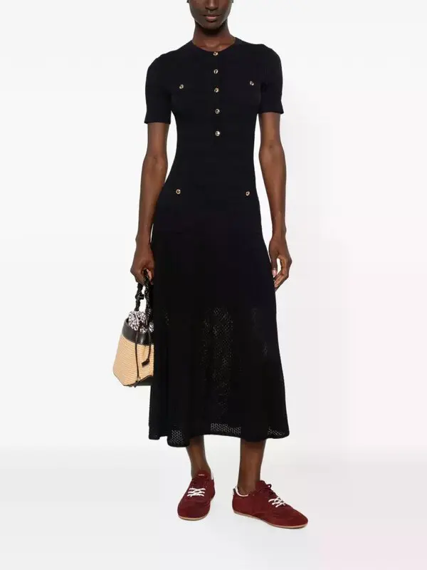 Maje Ribbed-knit Button-up Midi Dress
