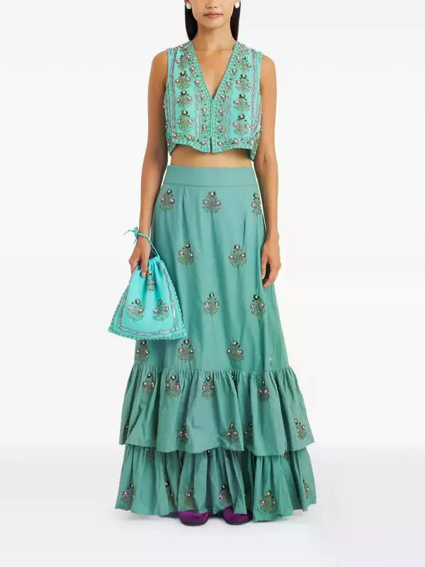 Antik Batik Simone Bead-embellished Tiered Maxi Skirt