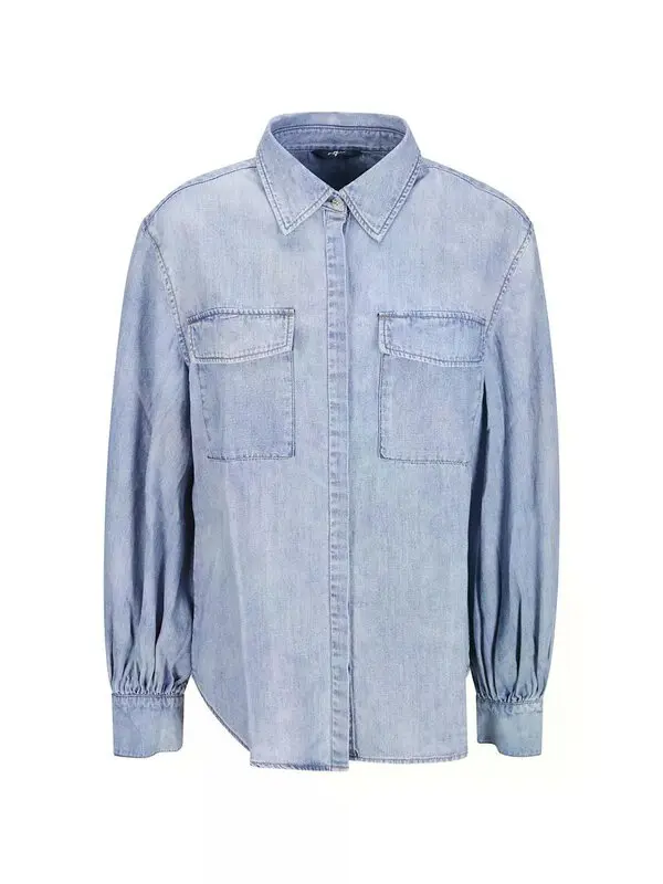 7 For All Mankind Chambray Patch-pocket Shirt - Blue