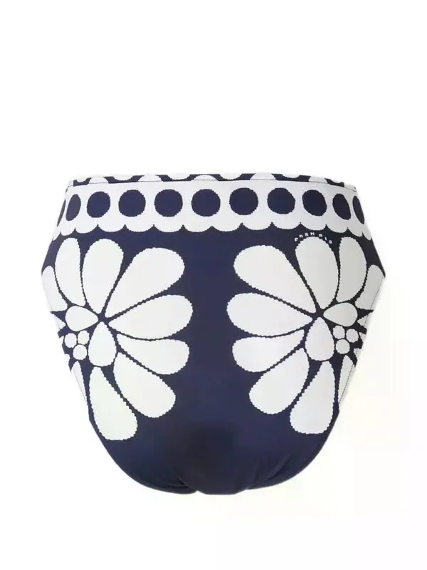 Farm Rio Floral-print High-waisted Bikini Bottoms - Blue