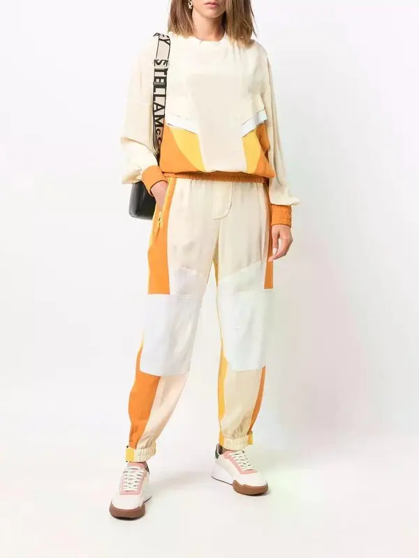 Stella McCartney Lacey Patchwork-design Tapered Trousers - Neutrals