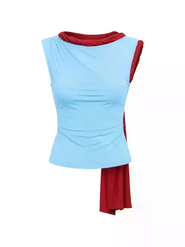AXEL 113 Twisted-detail Draped Top - Blue