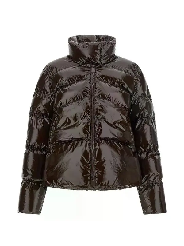 Pinko Quilted Love Birds Puffer Jacket - Brown