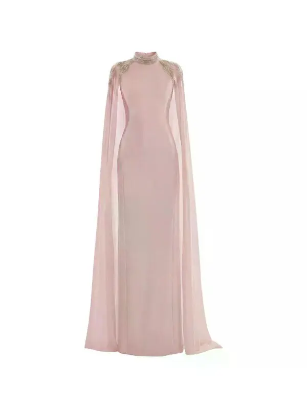 SAIID KOBEISY Embellished Cape-sleeve Maxi Dress - Pink