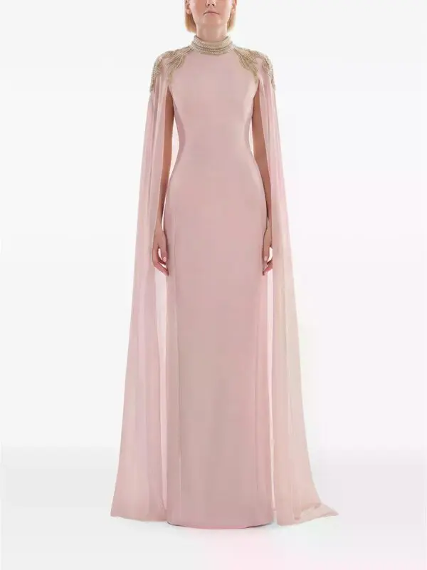 SAIID KOBEISY Embellished Cape-sleeve Maxi Dress