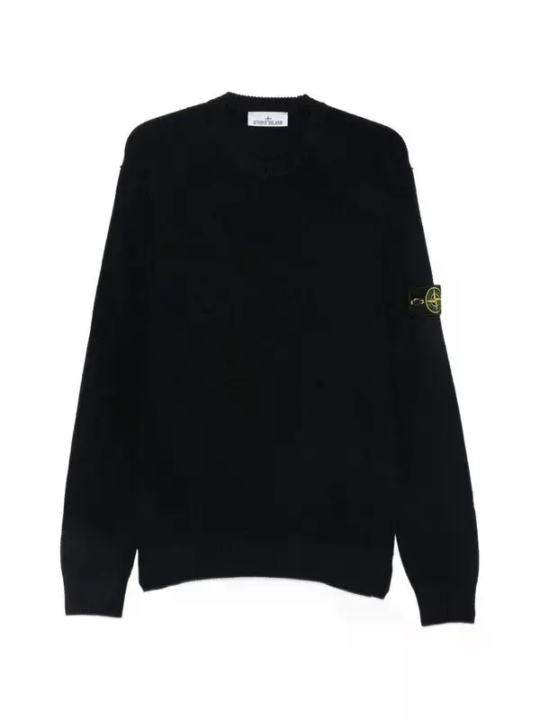 Stone Island Logo-patch Long-sleeve Sweater - Blue