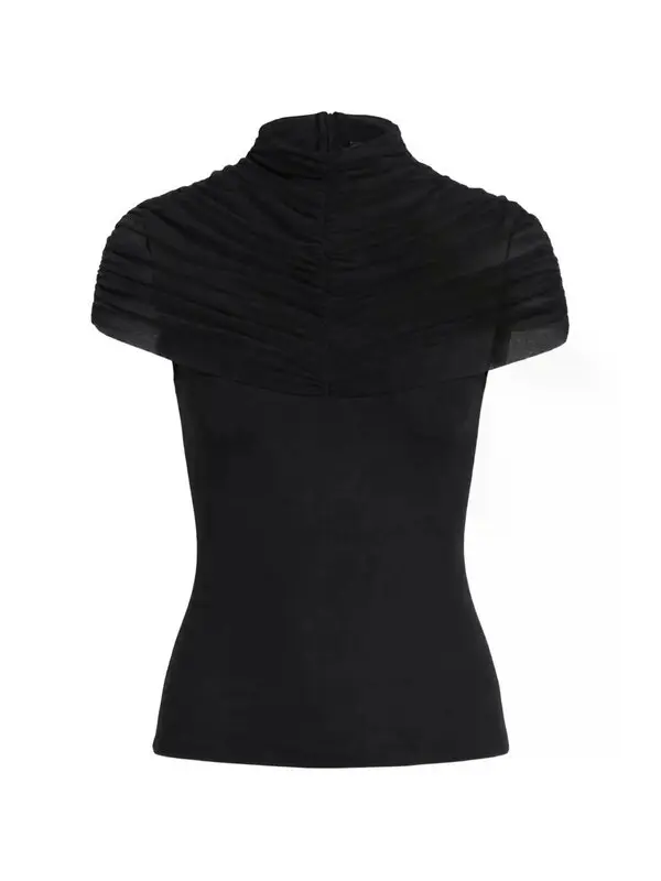 AXEL 113 Grace Mesh-panel Ruched Top - Black