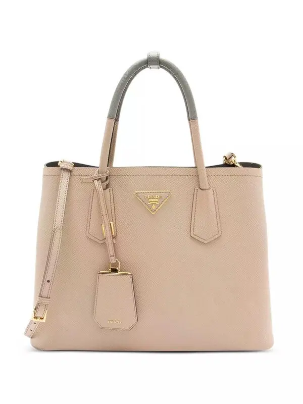 Prada Saffiano Cuir Double Tote Bag - Pink