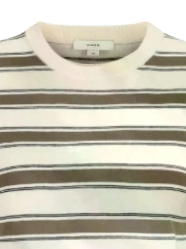 Vince Striped Fine Knit Crew Neck Sweater