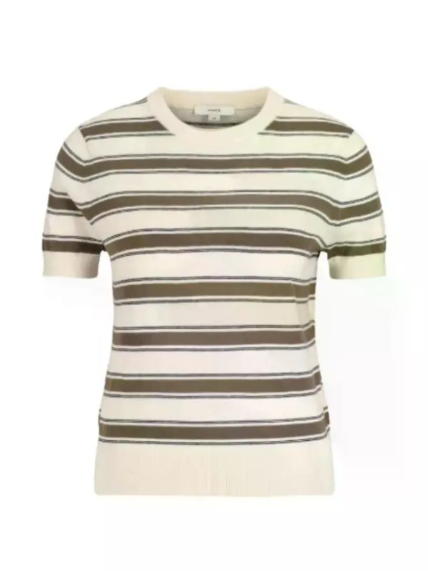 Vince Striped Short-sleeve Sweater - Neutrals