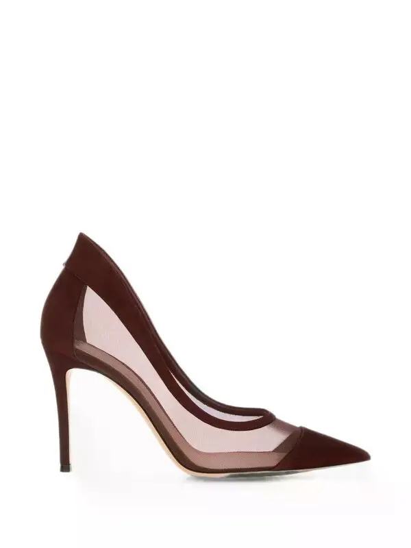 GIANVITO ROSSI Mesh-panelled Pointed-toe Pumps - Red