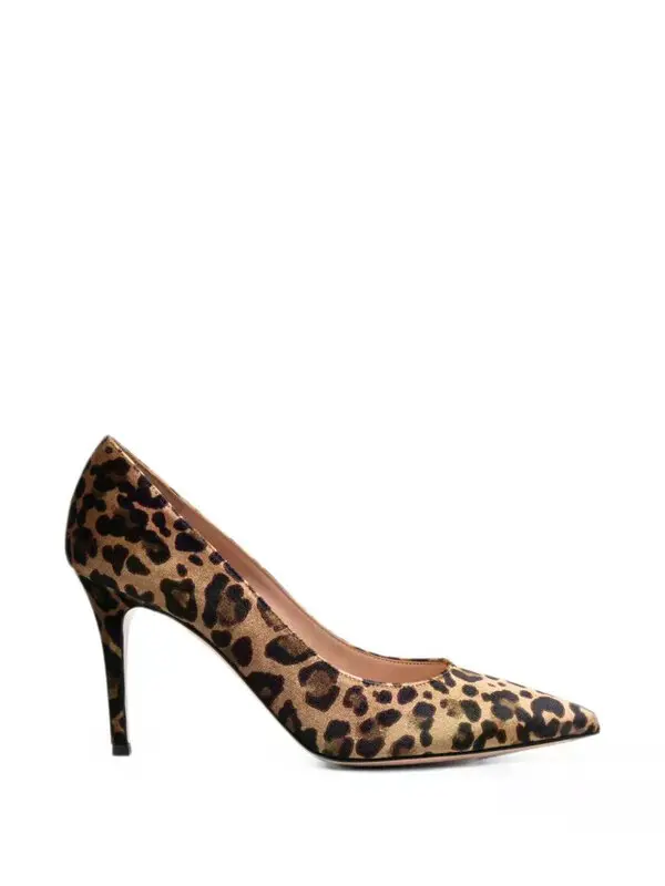 GIANVITO ROSSI Leopard-print Velvet Heeled Pumps - Brown