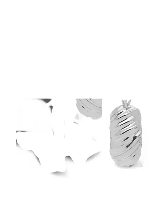 YOJ Kola Ribbed Hoop Earrings - Silver